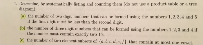 Solved 1. Determine, by systematically listing and counting | Chegg.com