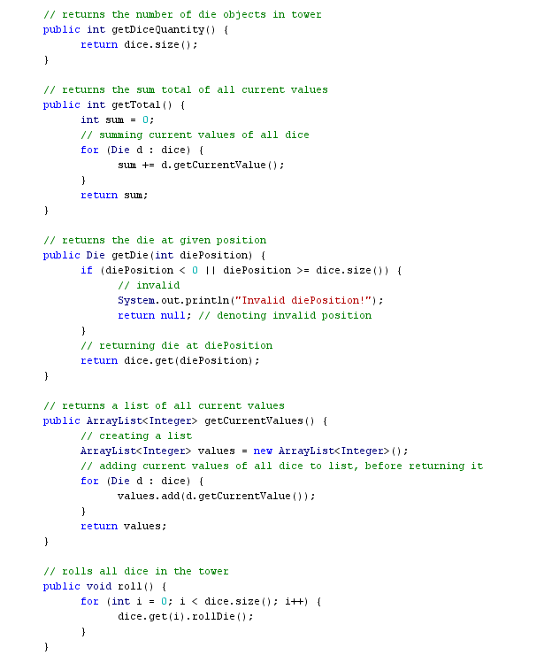 Solved Create a very small program that uses your Die and | Chegg.com