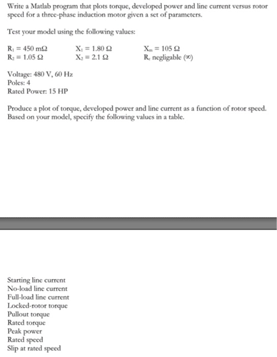 Solved Write A Matlab Program That Plots Torque Developed 9058
