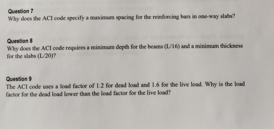 Solved Question 7 Why does the ACI code specify a maximum | Chegg.com