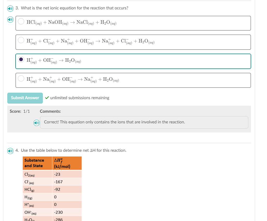 Solved 4. Use the table below to determine net ΔH for this | Chegg.com
