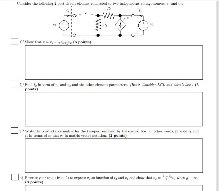 Solved Consider the following 2-port circuit element | Chegg.com