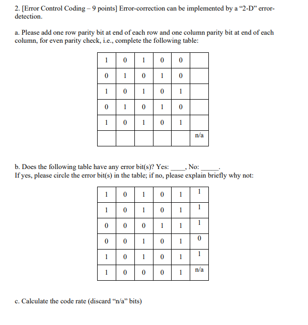 Solved 2. [Error Control Coding - 9 points] Error-correction | Chegg.com