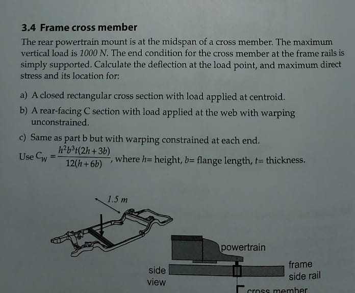 3.4 Frame cross member The rear powertrain mount is | Chegg.com