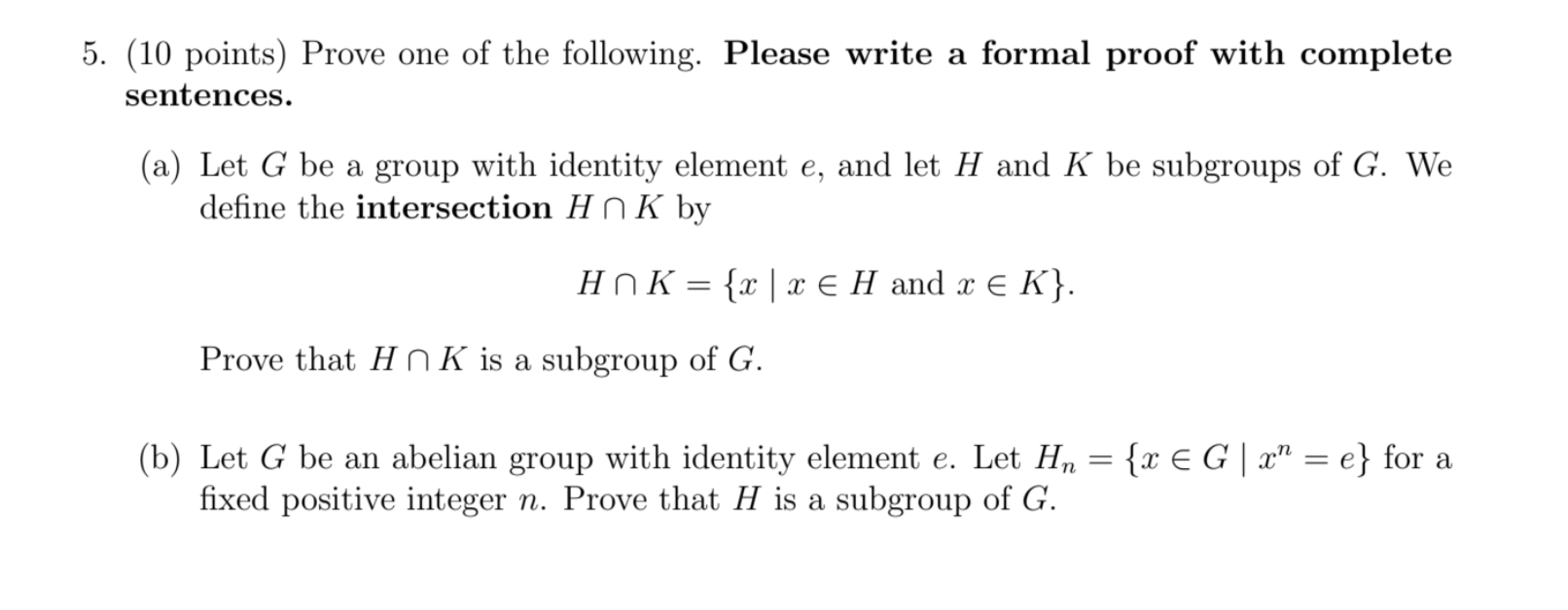 Solved 5. (10 points) Prove one of the following. Please | Chegg.com
