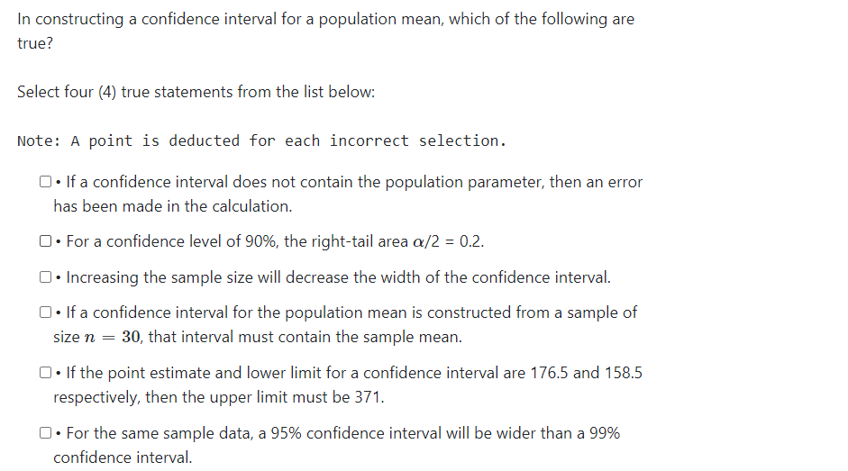 Solved In constructing a confidence interval for a | Chegg.com