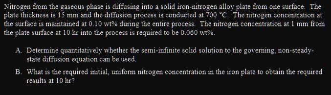 Solved Nitrogen from the gaseous phase is diffusing into a | Chegg.com