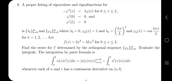 Solved 6. A proper listing of eigenvalues and eigenfunctions | Chegg.com