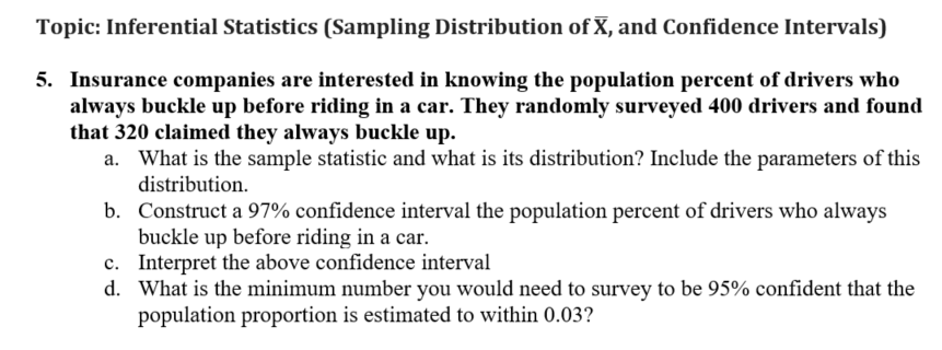 Solved Topic Inferential Statistics Sampling Distribution