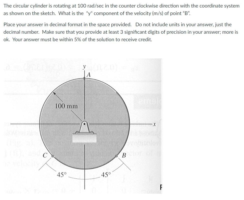 Solved The circular cylinder is rotating at 100 rad/sec in | Chegg.com