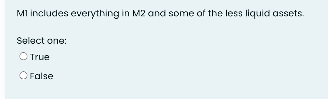 Solved M1 includes everything in M2 and some of the less | Chegg.com