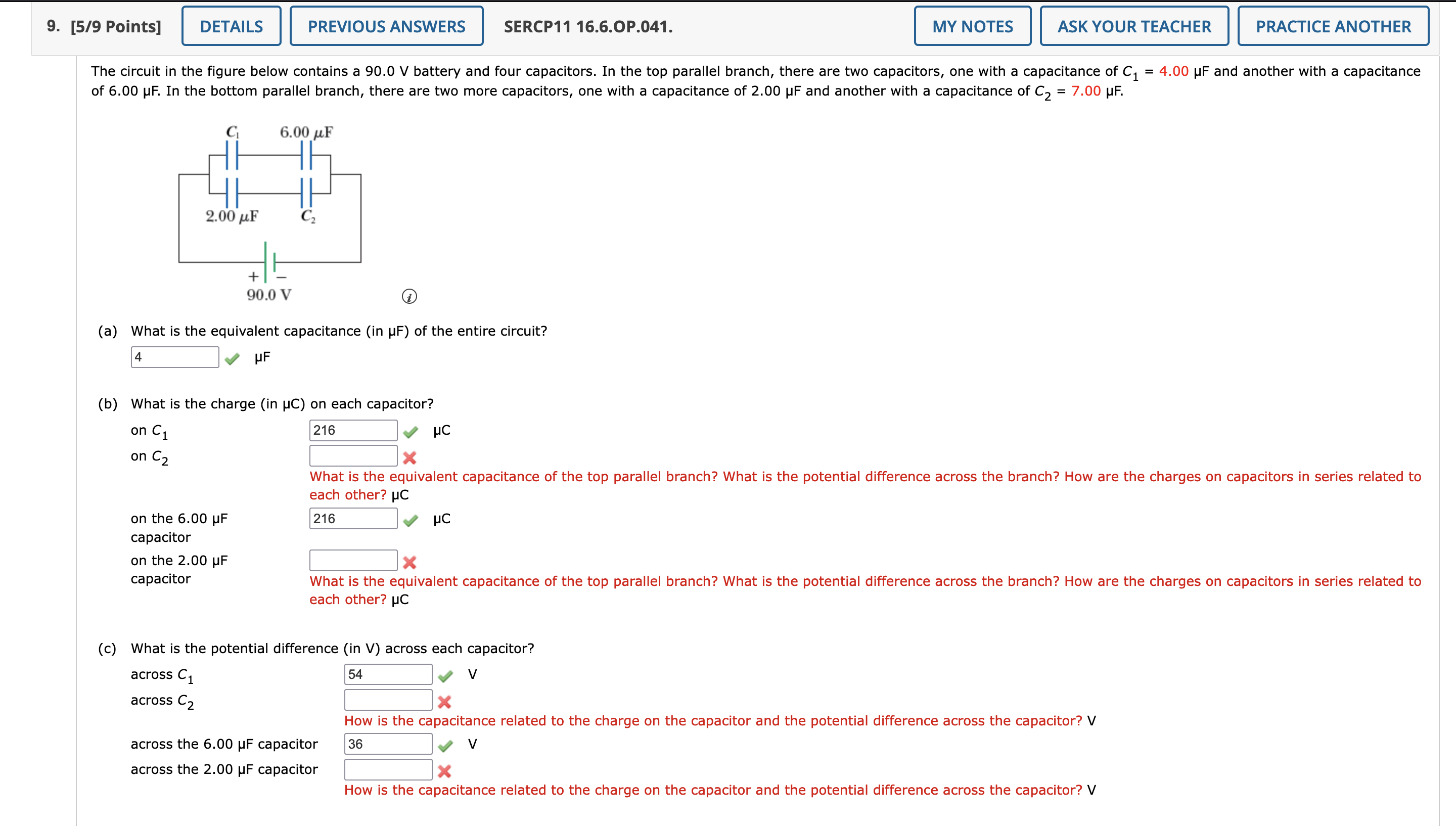 of 6.00μF. In the bottom parallel branch, there are | Chegg.com