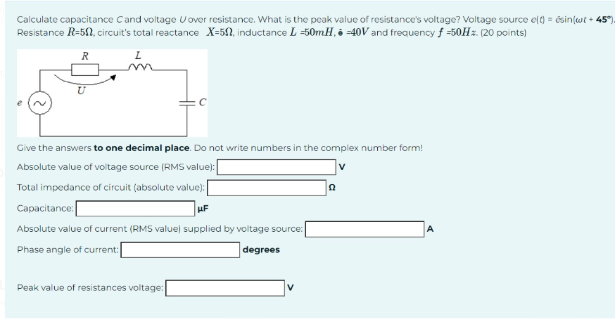 Solved Calculate capacitance C and voltage U over | Chegg.com
