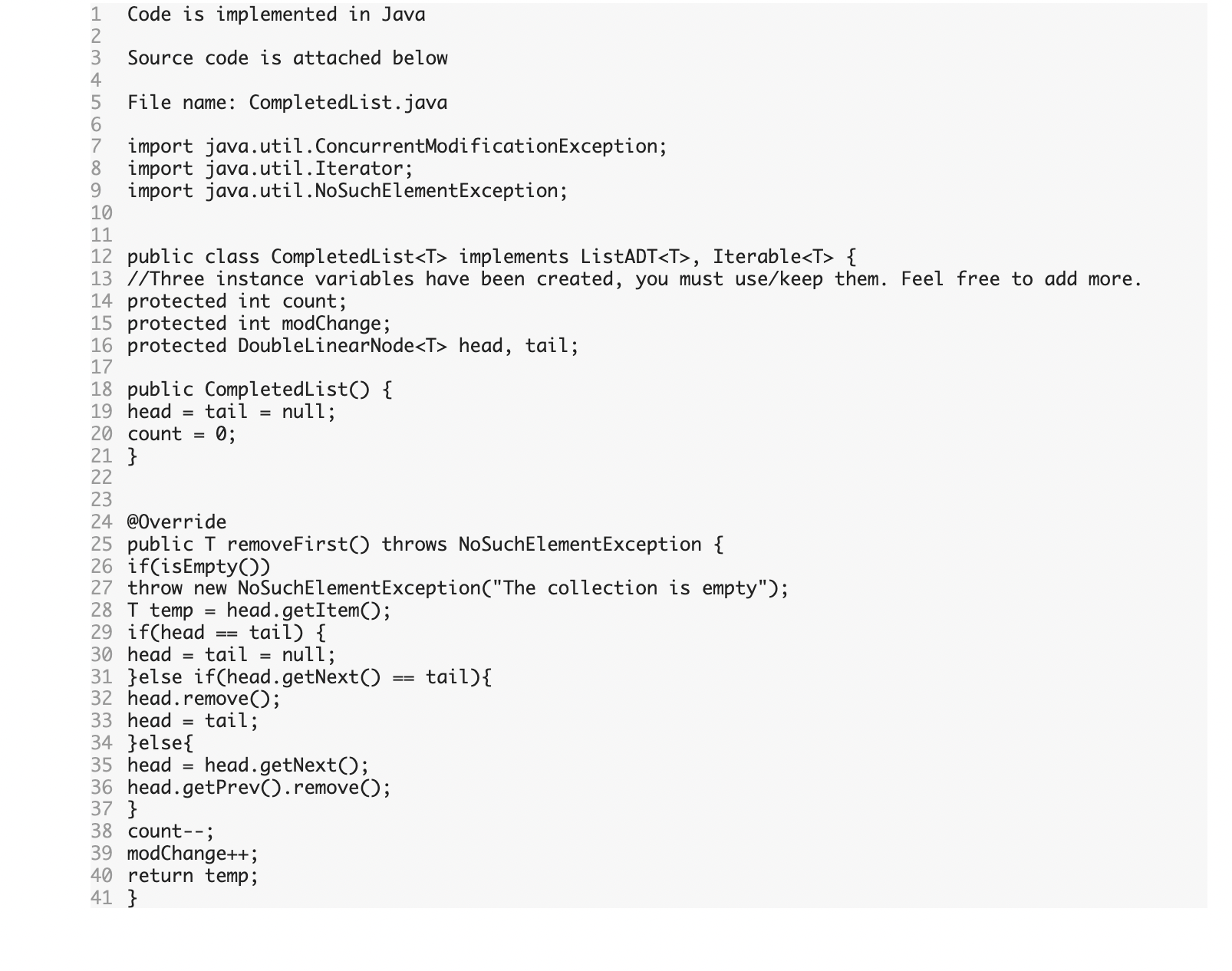 Solved 49 Q0verride 50 public String toString() \{ 51 | Chegg.com