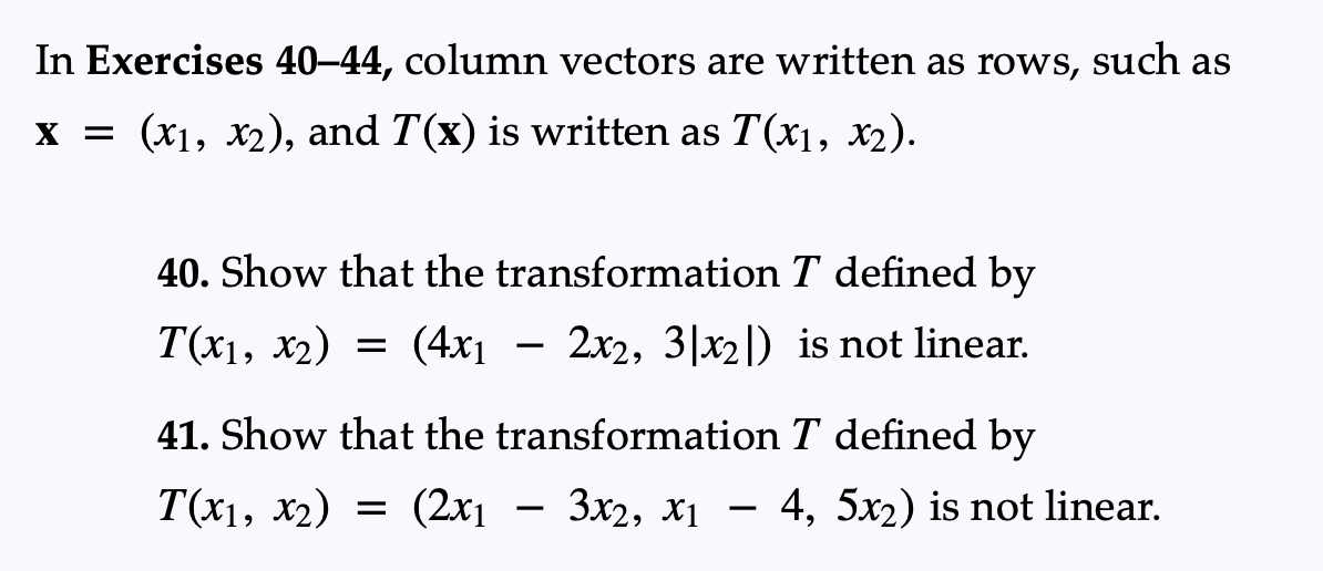 Solved In Exercises 40−44, column vectors are written as | Chegg.com