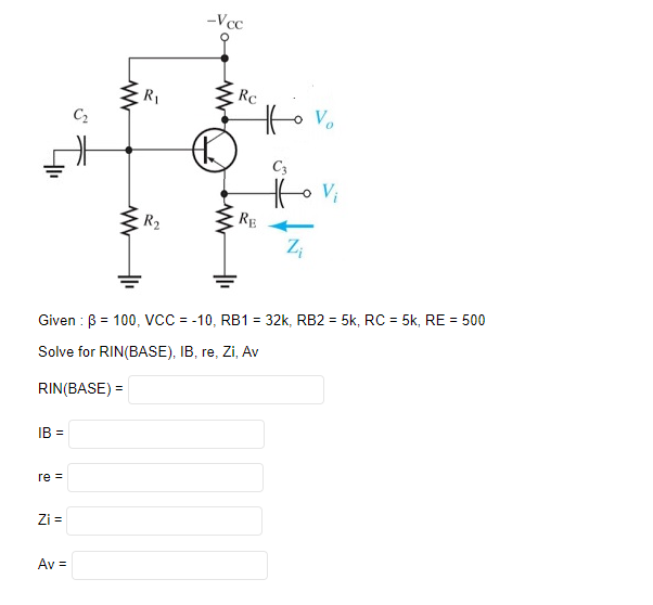 Solved -Vec w R Rc C2 tovo 바 C3 tovi W R2 RE Z; Given : B = | Chegg.com