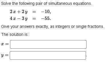 Solved Solve the following pair of simultaneous equations. | Chegg.com