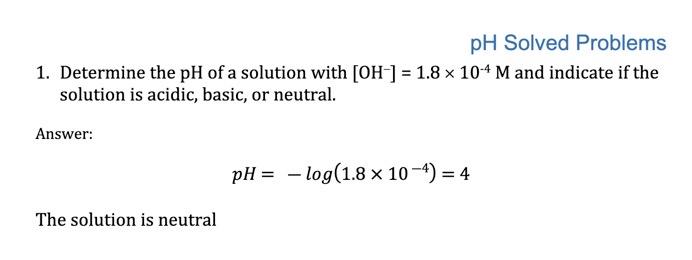 Solved 1. Determine the pH of a solution with | Chegg.com