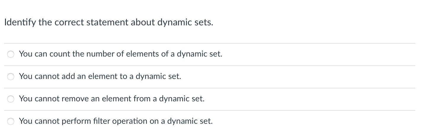 Solved Identify the correct statement about dynamic sets. | Chegg.com