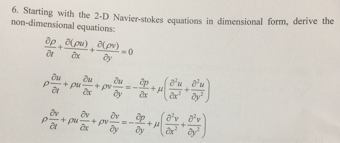 Solved 6. Starting with the 2-D Navier-stokes equations in | Chegg.com