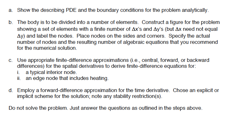 Solved 4. A 2-D, transient heat conduction problem in a | Chegg.com