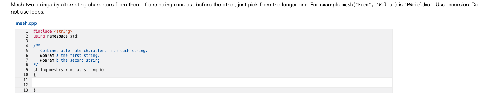 Solved not use loops. mesh.cpp \#include b the second string | Chegg.com