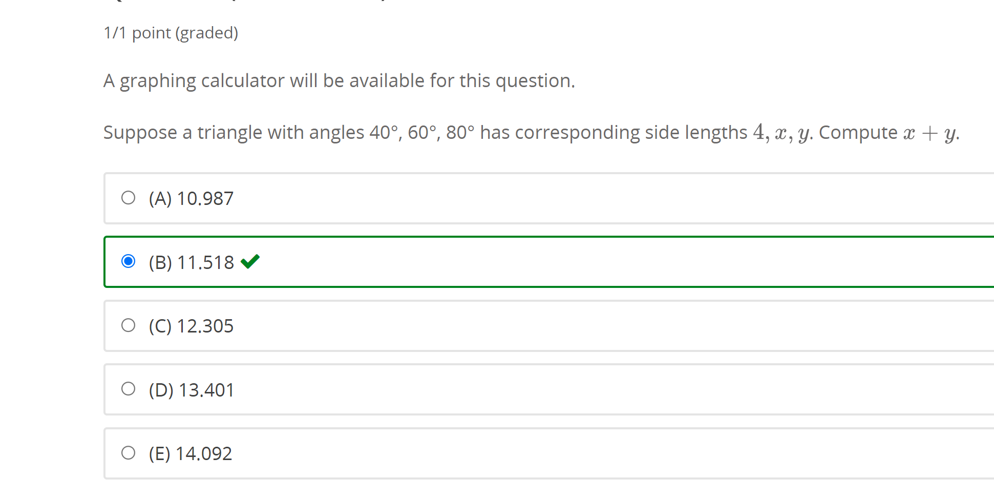 Solved 1/1 point (graded) A graphing calculator will be | Chegg.com