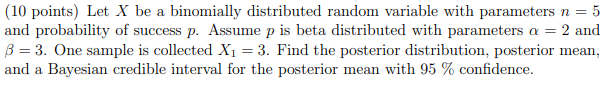 (10 points) Let X be a binomially distributed random | Chegg.com