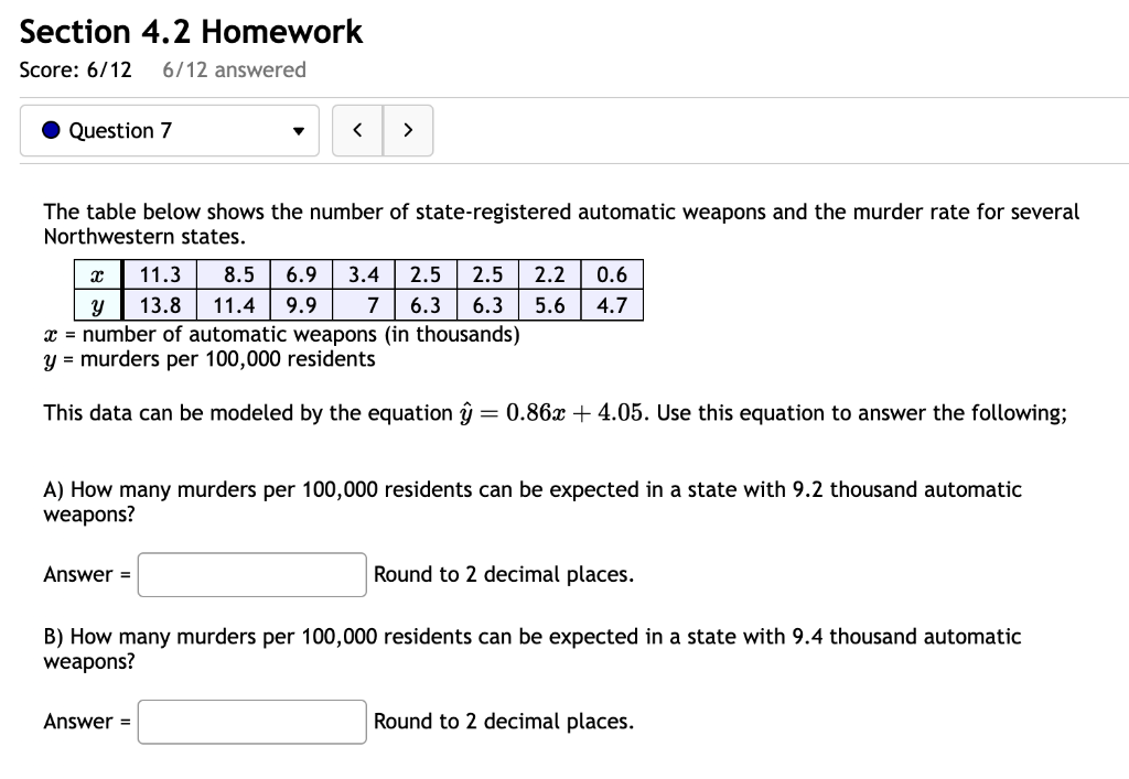 Solved Section 4.2 Homework Score: 6/126/12 answered The | Chegg.com
