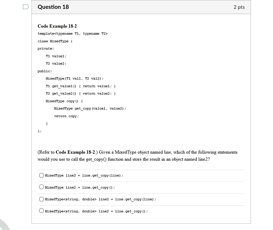 Solved Question 17 2 pts To use a specific data type with a | Chegg.com