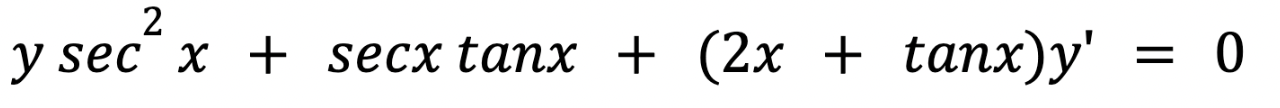 Solved ysec2x+secxtanx+(2x+tanx)y′=0 | Chegg.com