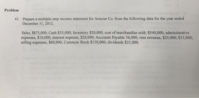 Solved Problem Prepare a multiple-step income statement for | Chegg.com