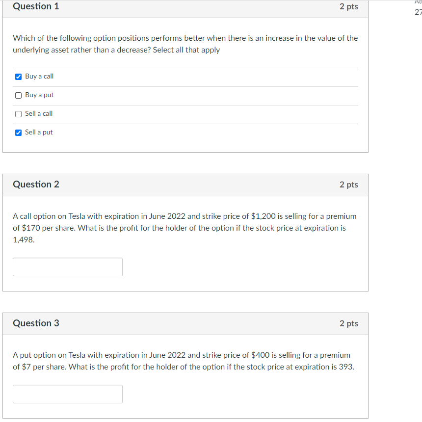 Solved Which of the following option positions performs | Chegg.com