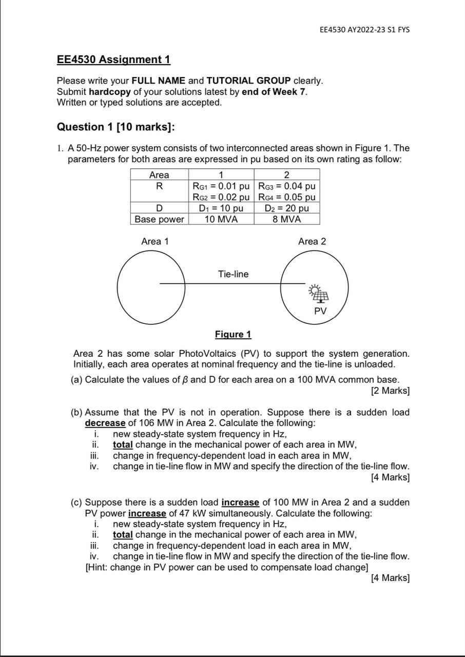 Solved EE4530 Assignment 1 Please write your FULL NAME and | Chegg.com