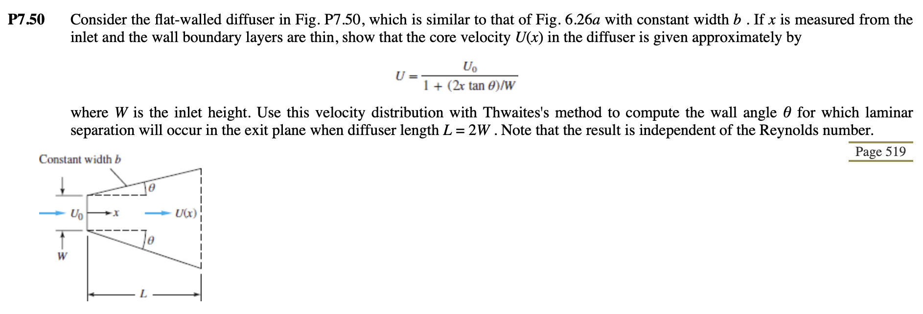Solved Consider the flat-walled diffuser in Fig. P7.50, | Chegg.com