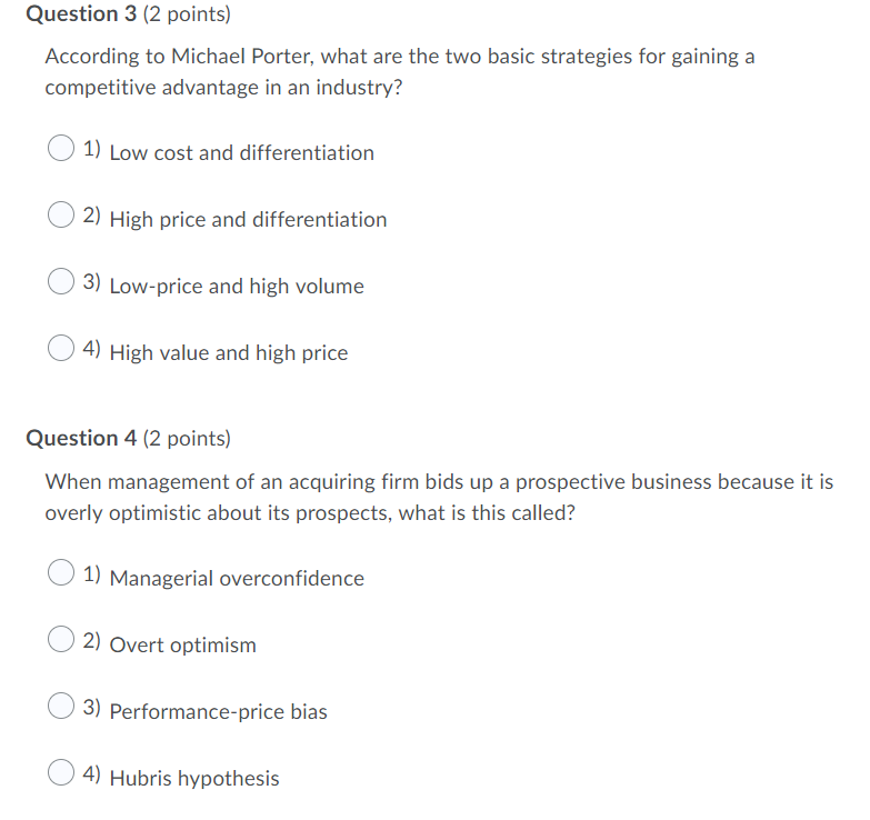 Solved ion 3 2 Points According To Michael Porter Chegg