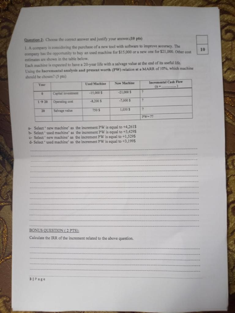 Solved Question 2: Choose the correct answer and justify | Chegg.com