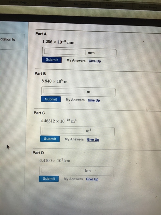 Solved Part A otation to 1.256 × 10-3 mm Submit My Answers | Chegg.com