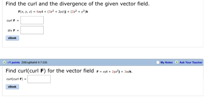 Solved Find the curl and the divergence of the given vector | Chegg.com
