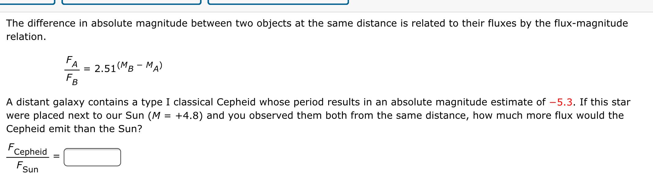 Solved The difference in absolute magnitude between two | Chegg.com