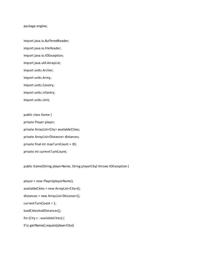 14 Build the (Game) Class Name : Game Package : | Chegg.com