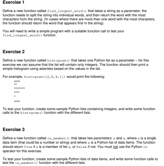 Solved Exercise 1 Define a new function called | Chegg.com