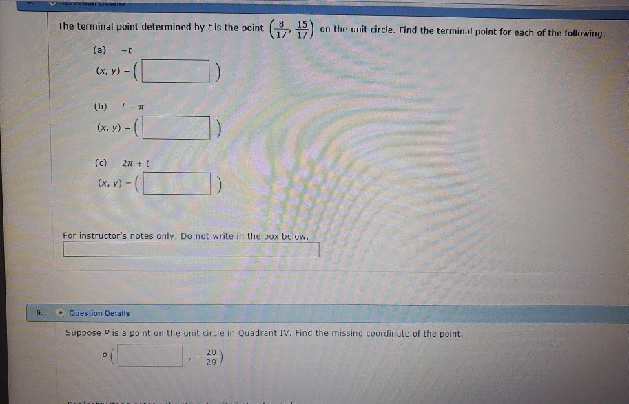 Solved on the unit circle. Find the terminal point for each | Chegg.com