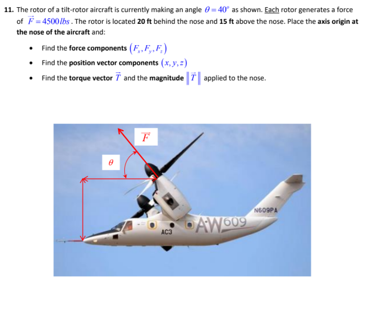 Solved 11. The rotor of a tilt-rotor aircraft is currently | Chegg.com