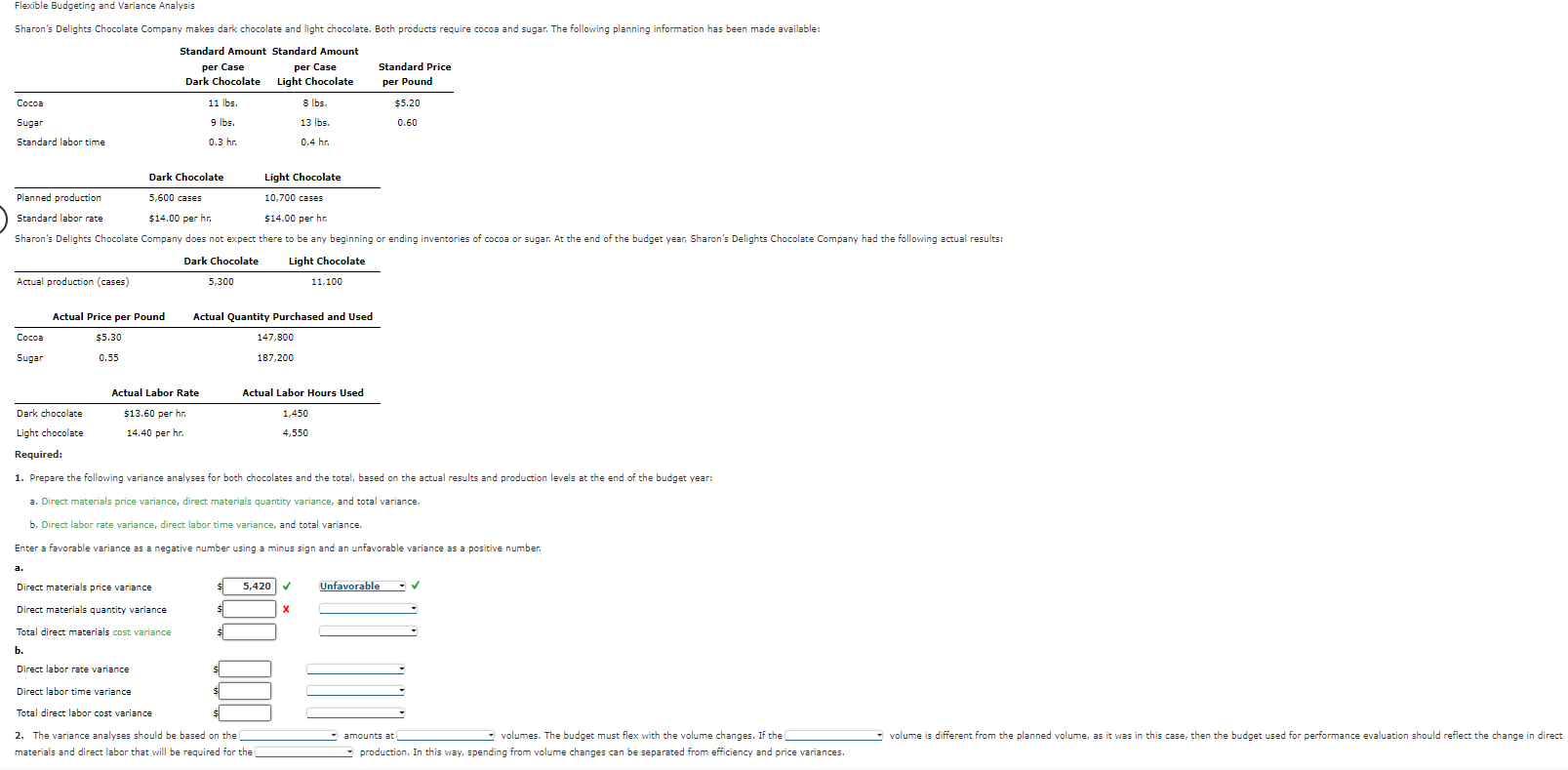 Solved 1. Prepare the following variance analyses for both | Chegg.com