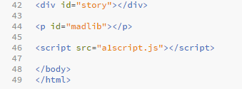 Create a Mad Libs Use JavaScript to create a Mad | Chegg.com