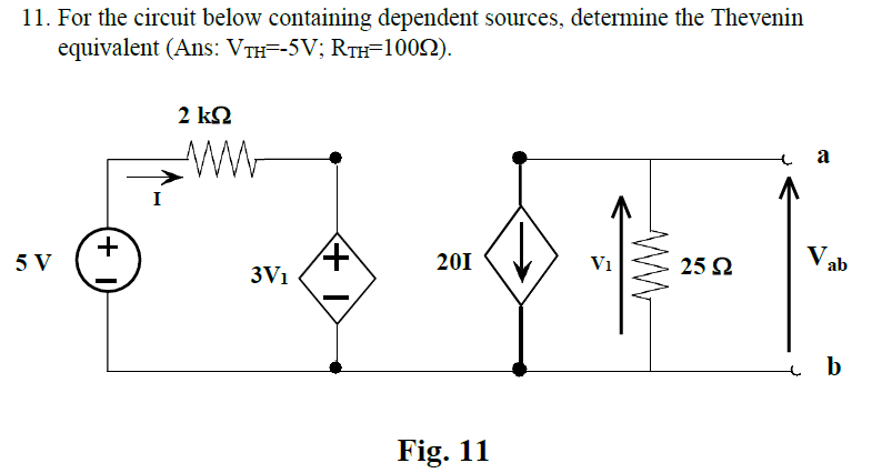 Solved 11. For the circuit below containing dependent | Chegg.com
