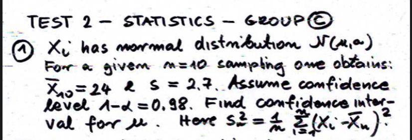 Solved TEST 2 STATISTICS - STATISTICS - GROUP Ⓒ Xi has | Chegg.com