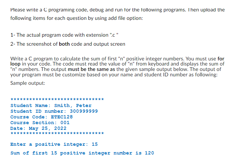Solved Please Write A C Programing Code Debug And Run For