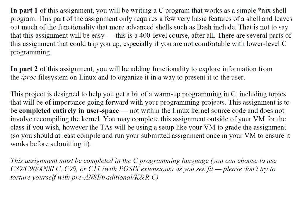In part 1 of this assignment, you will be writing a C | Chegg.com